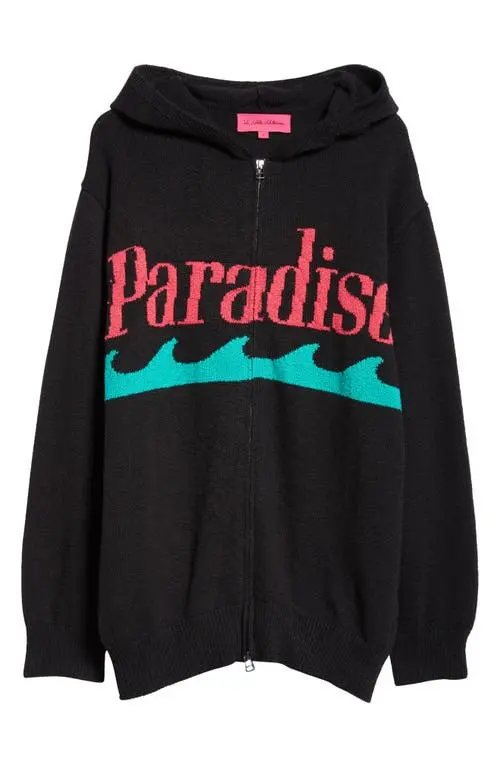 The Elder Statesman Paradise Full Zip Hooded Sweater In Black